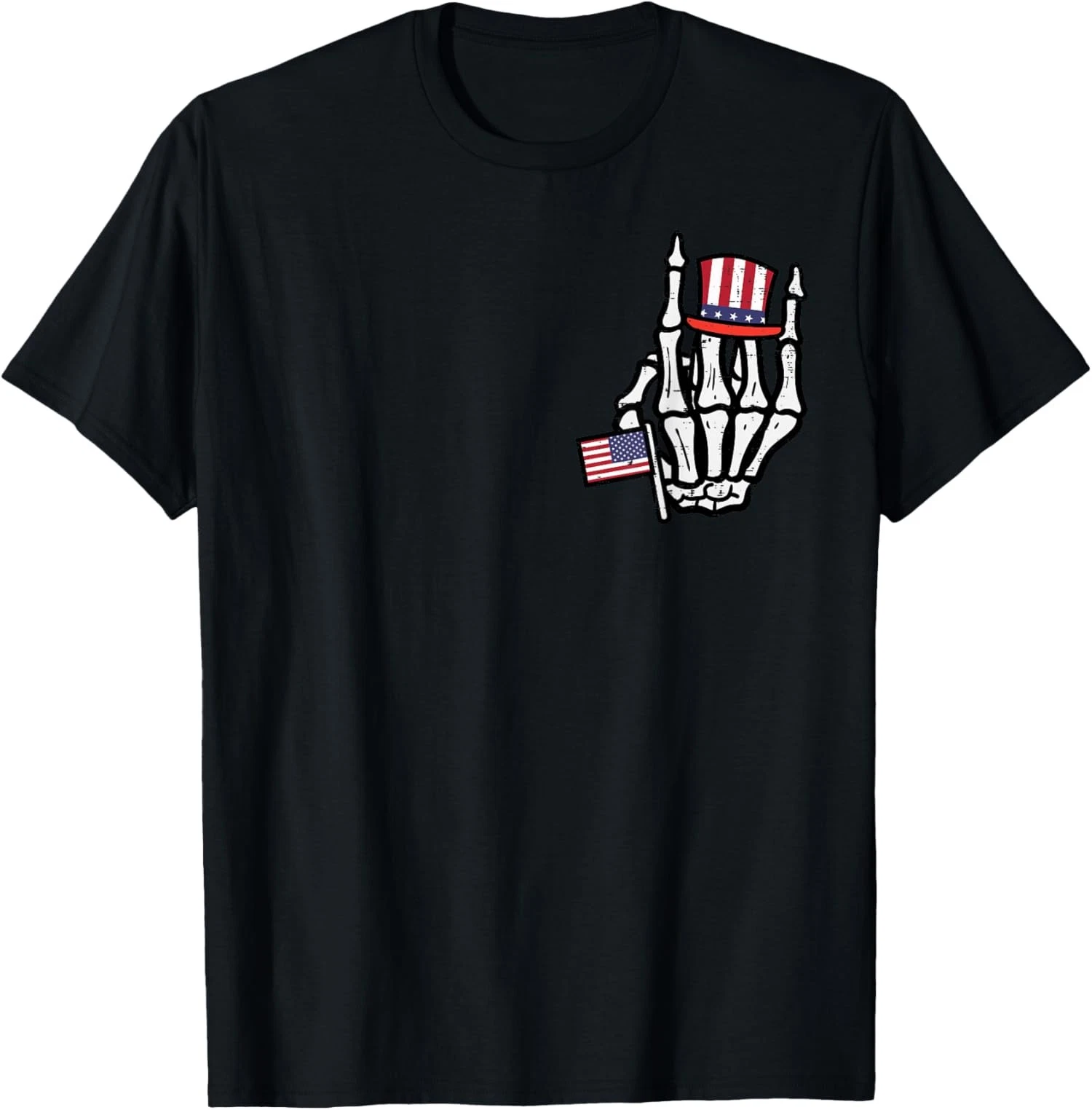 4Th July Rock Hand Skeleton The Patriotic Cool Rude Retro New Unisex T ...