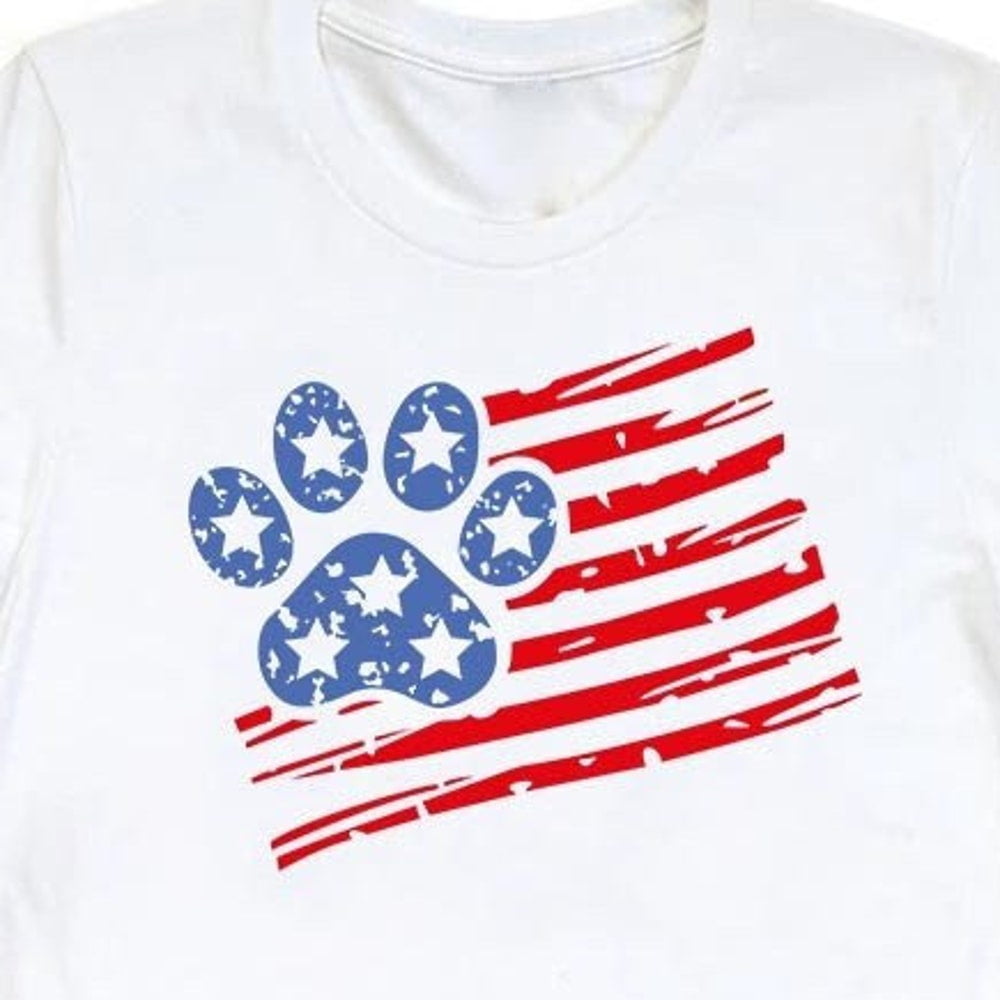 4Th Of July Shirt For Dog Lovers, American Flag And Dog Paw Print, 4Th ...