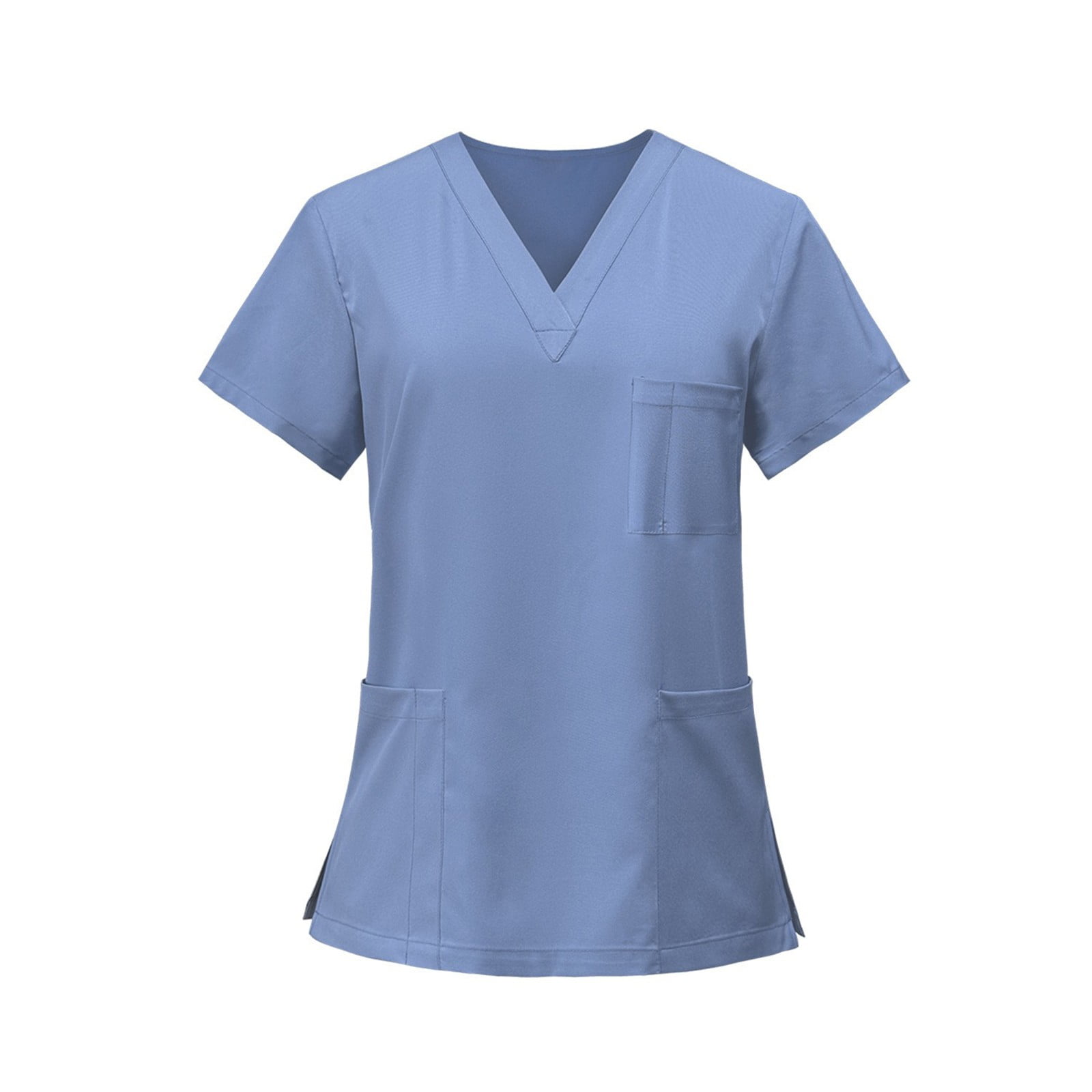 Scrubs For Women, Ladies' Lightweight Solid Color V Neck Multi Pocket ...