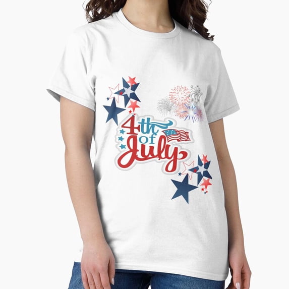 4Th Of July Stars And Fireworks Classic T-Shirt, Gift For Patriotic ...