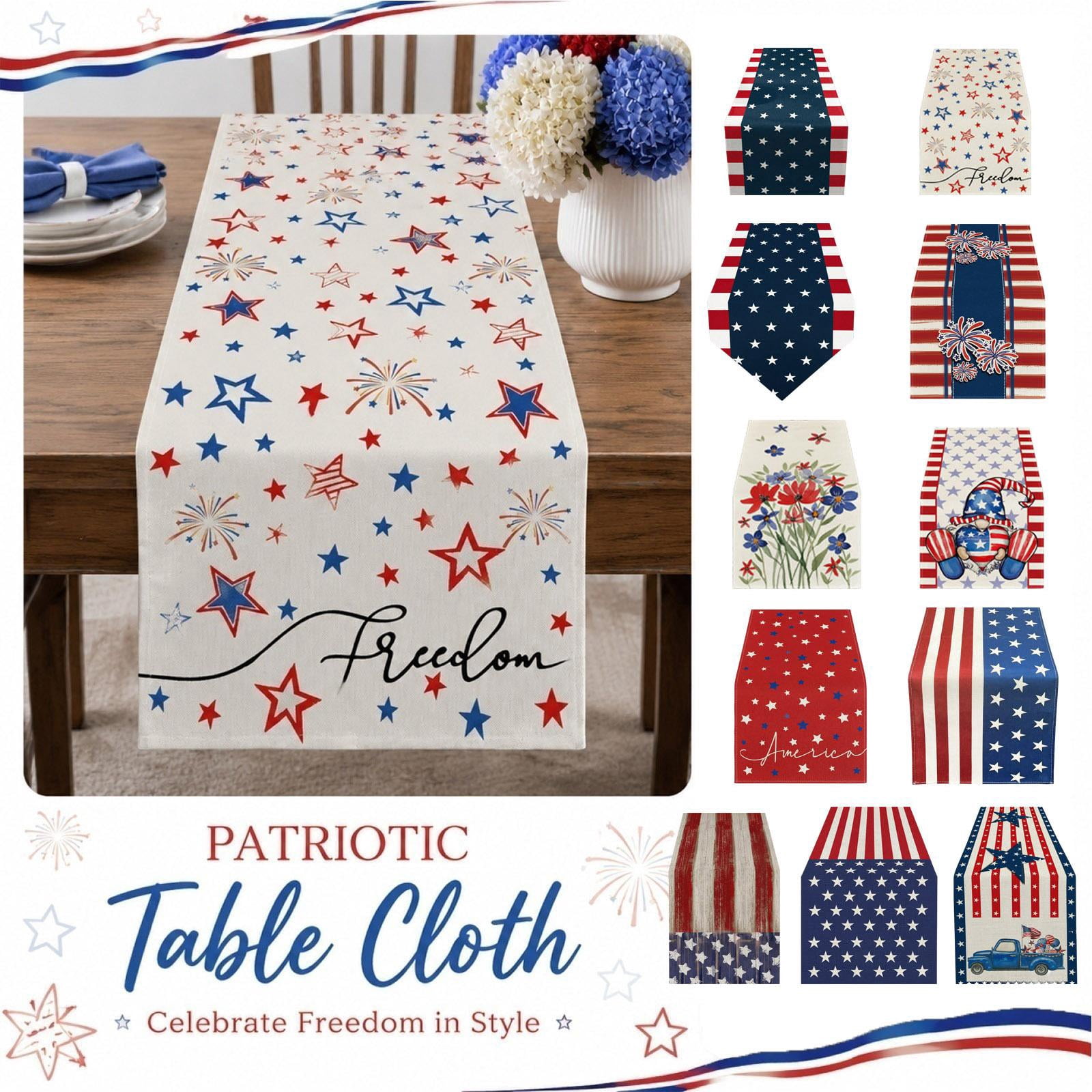 4Th of July Table Runner 13 X 72 Inch Distressed American Flag Linen ...
