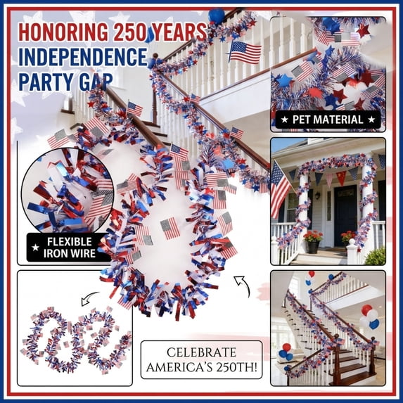 4Th of July Tinsel Garland, July 4Th Decorations Outdoor, 4Th of July ...