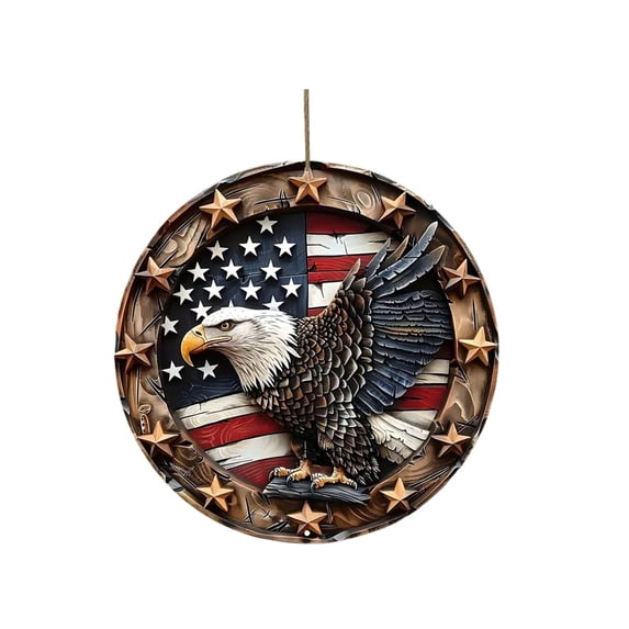 4Th Of July Wooden Eagle Sign 3D Patriotic Door Wall Decoration Star ...