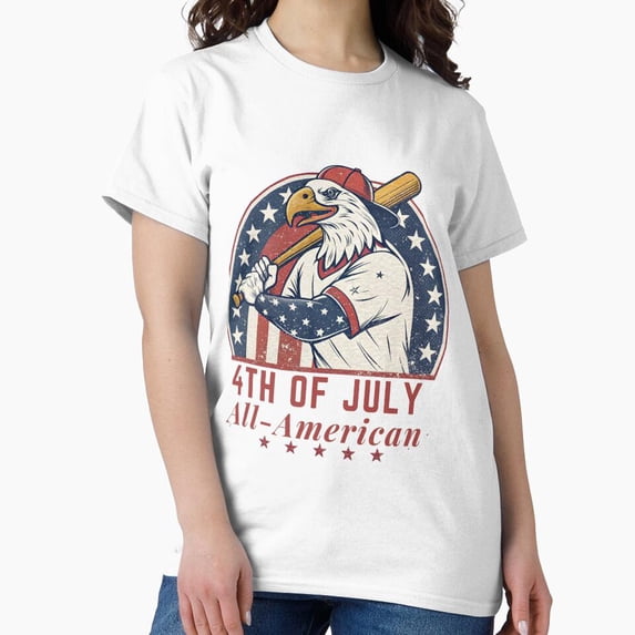 4Th Of July All-American" Bald Eagle Baseball Player Design Classic T ...