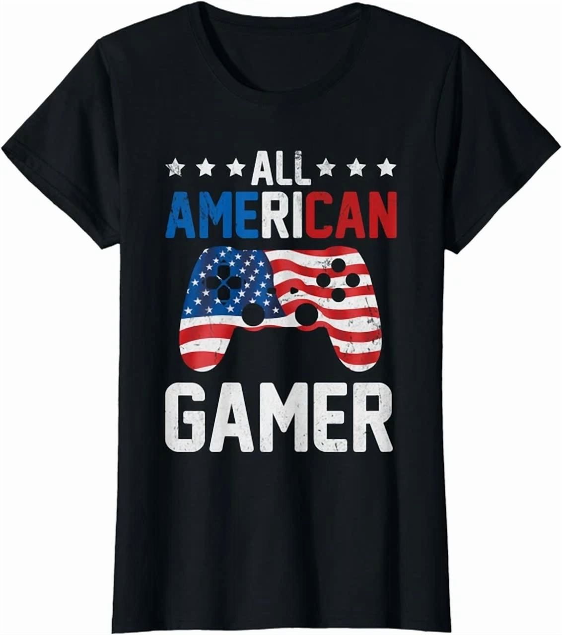 4Th Of July All American Gamer Patriotic Gaming T-Shirt - Walmart.com