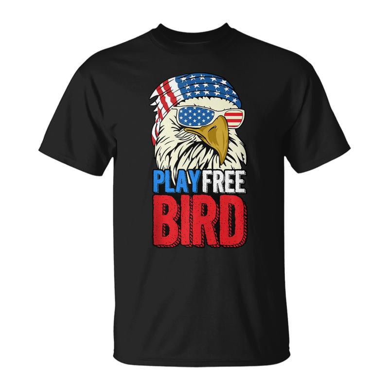 4Th Of July American Flag Bald Eagle Mullet Play Free Bird TShirt ...