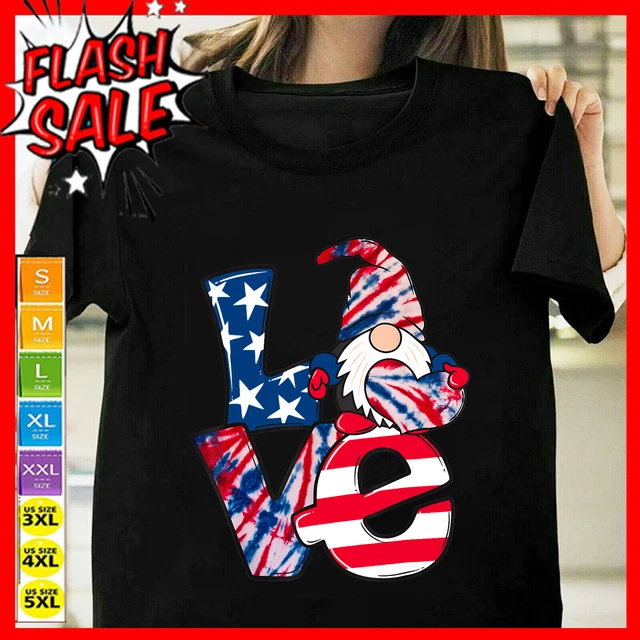 4Th Of July American Flag Patriotic Gnome With Love T-Shirt - Walmart.com