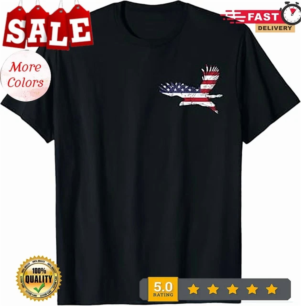 4Th Of July Bald Eagle Us Flag Pocket America Men Women Kids T-Shirt ...
