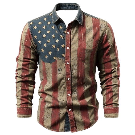 4Th Of July Clothes For Men Patriotic Long Sleeve Graphic Print Casual ...