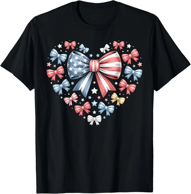 4Th Of July Coquette Bow Red White Blue Ribbon Aesthetic T Shirt Funny ...
