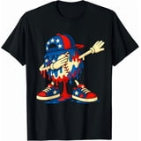 4Th Of July Dabbing Baseball Drip Ice Cream For Boys Usa T-Shirt ...