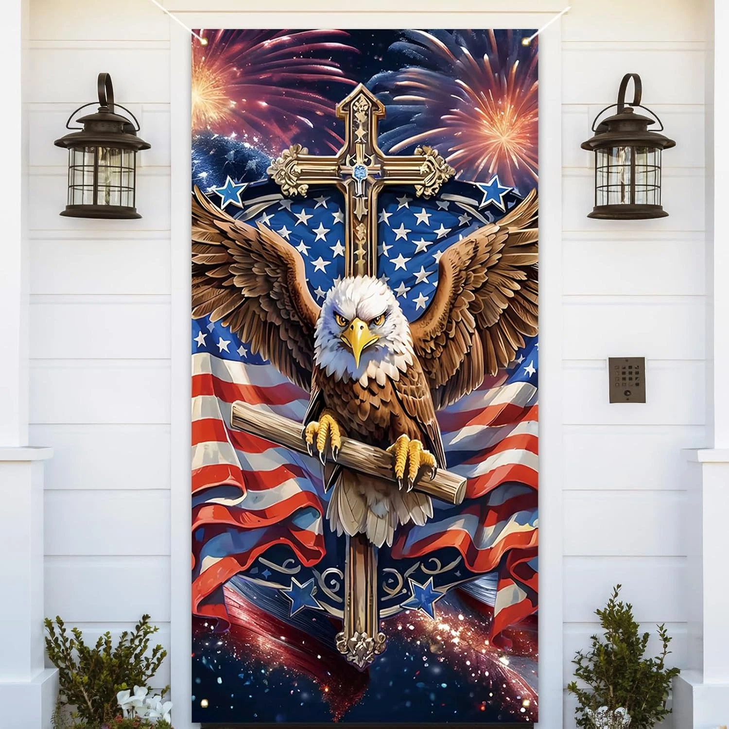 4Th Of July Door Cover Fourth Photo Backdrop Memorial Day Multicolor ...
