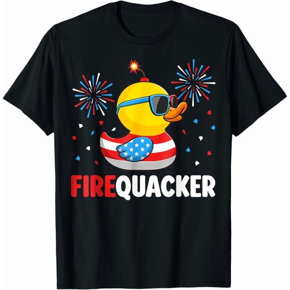 4Th Of July Duck Firequacker Patriotic Fourth Of July Funny T-Shirt ...