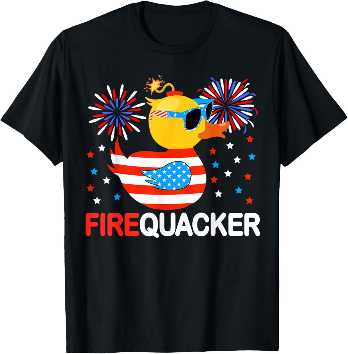 4Th Of July Duck Firequacker Patriotic Fourth Of July Funny T-Shirt ...