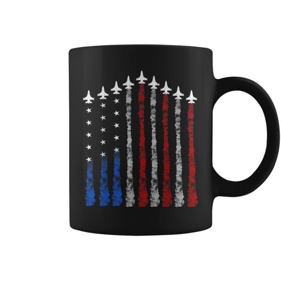 4Th Of July Fighter Jet Airplane Red White Blue Usa Flag Coffee Mugs ...