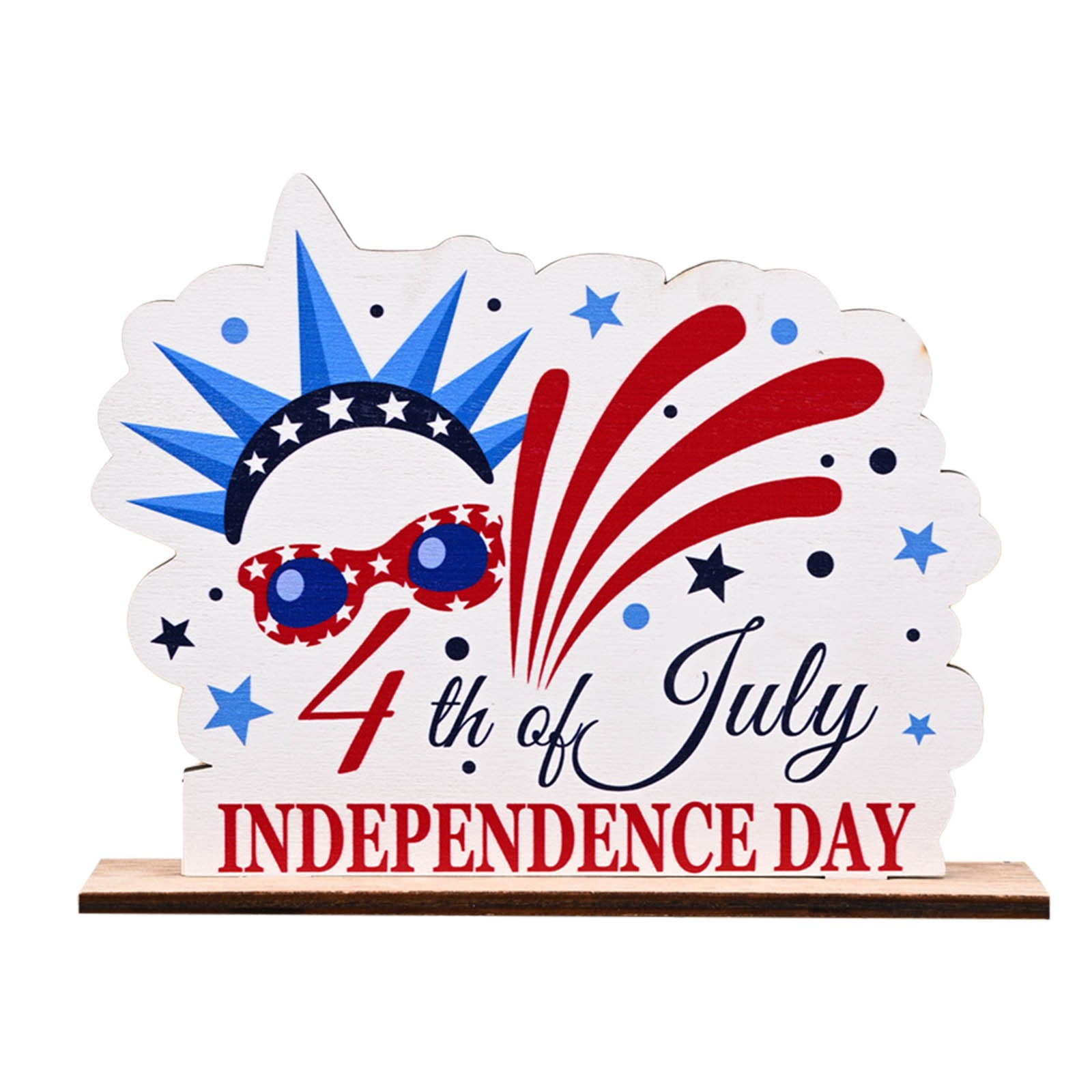 4Th Of July Firework Tabletop Decor Patriotic Independence Day Wooden ...