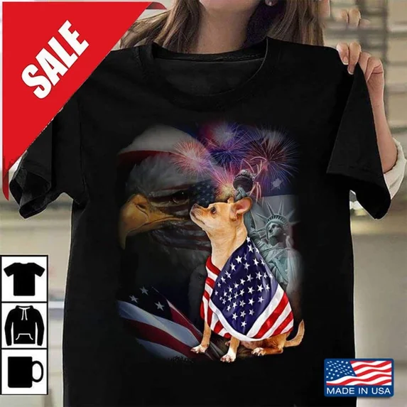 4Th Of July Fun American Flag Firework Tuna Dog And Eagle Shirt ...