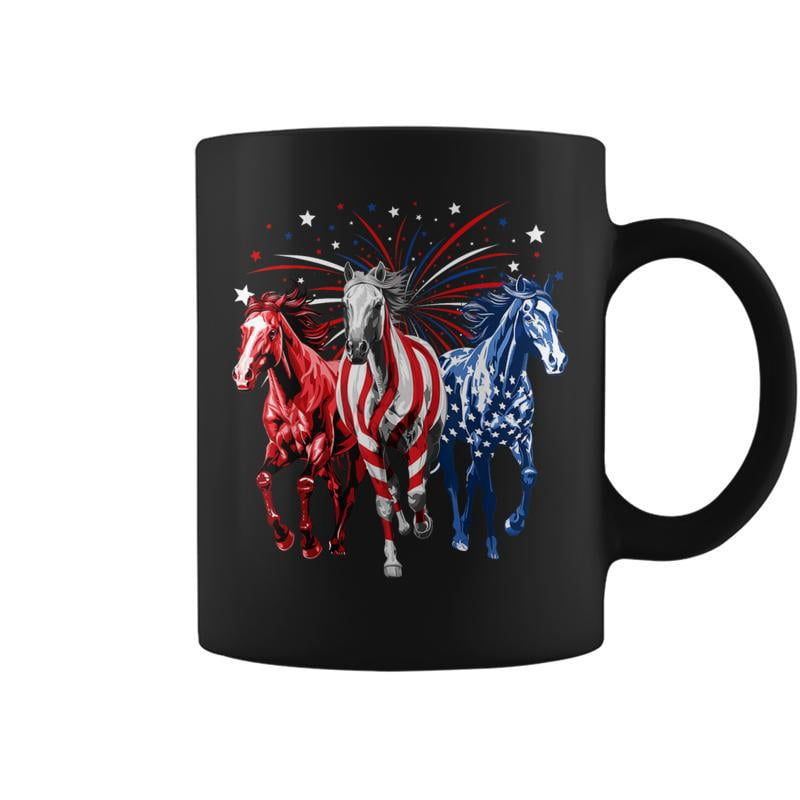 4Th Of July Horse Lovers Red White And Blue American Flag Coffee Mugs ...