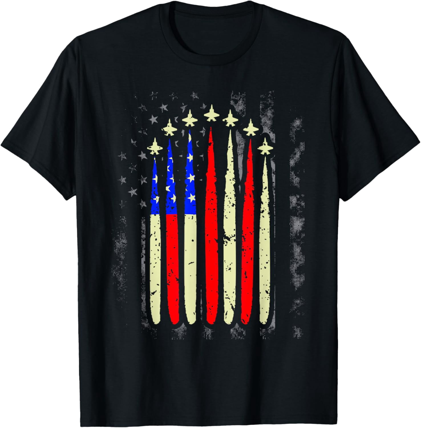 4Th Of July Jet Fighter American Flag Patriotic Hero Flying T-Shirt ...
