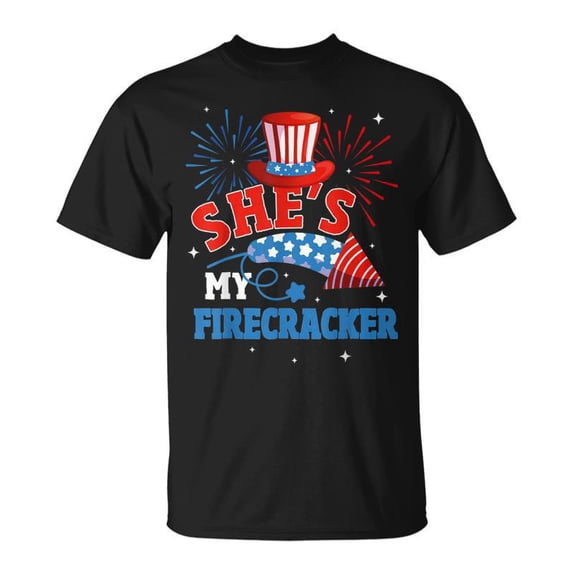 4Th Of July Matching Couples Men Gift Shes My Firecracker Unisex TShirt ...