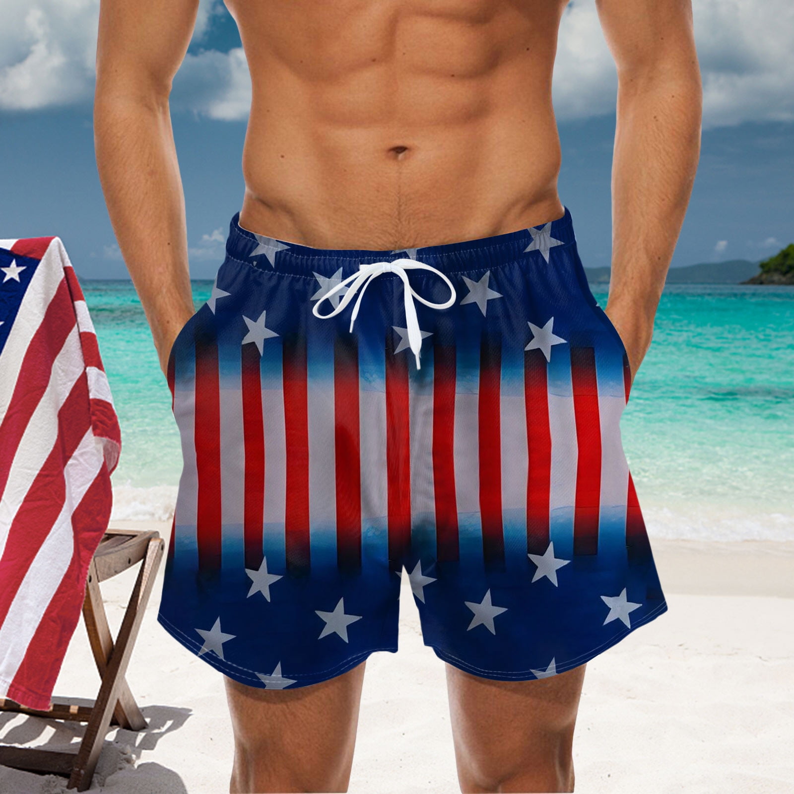 4th of July Mens Plus Size Summer Board Shorts,Mens Independence Day ...