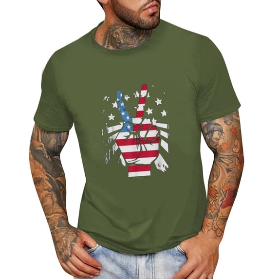 4Th Of July Mens Tops Summer Round Neck Print Short Sleeve Independence ...