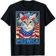 4Th Of July Meowica Kitty Cat American Flag Flower T-Shirt - Walmart.com