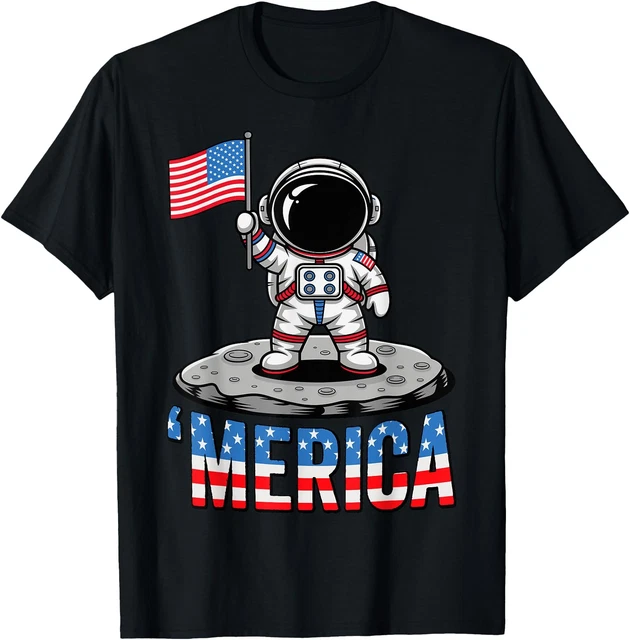4Th Of July Merica American Flag Patriotic Space Astronaut T-Shirt ...
