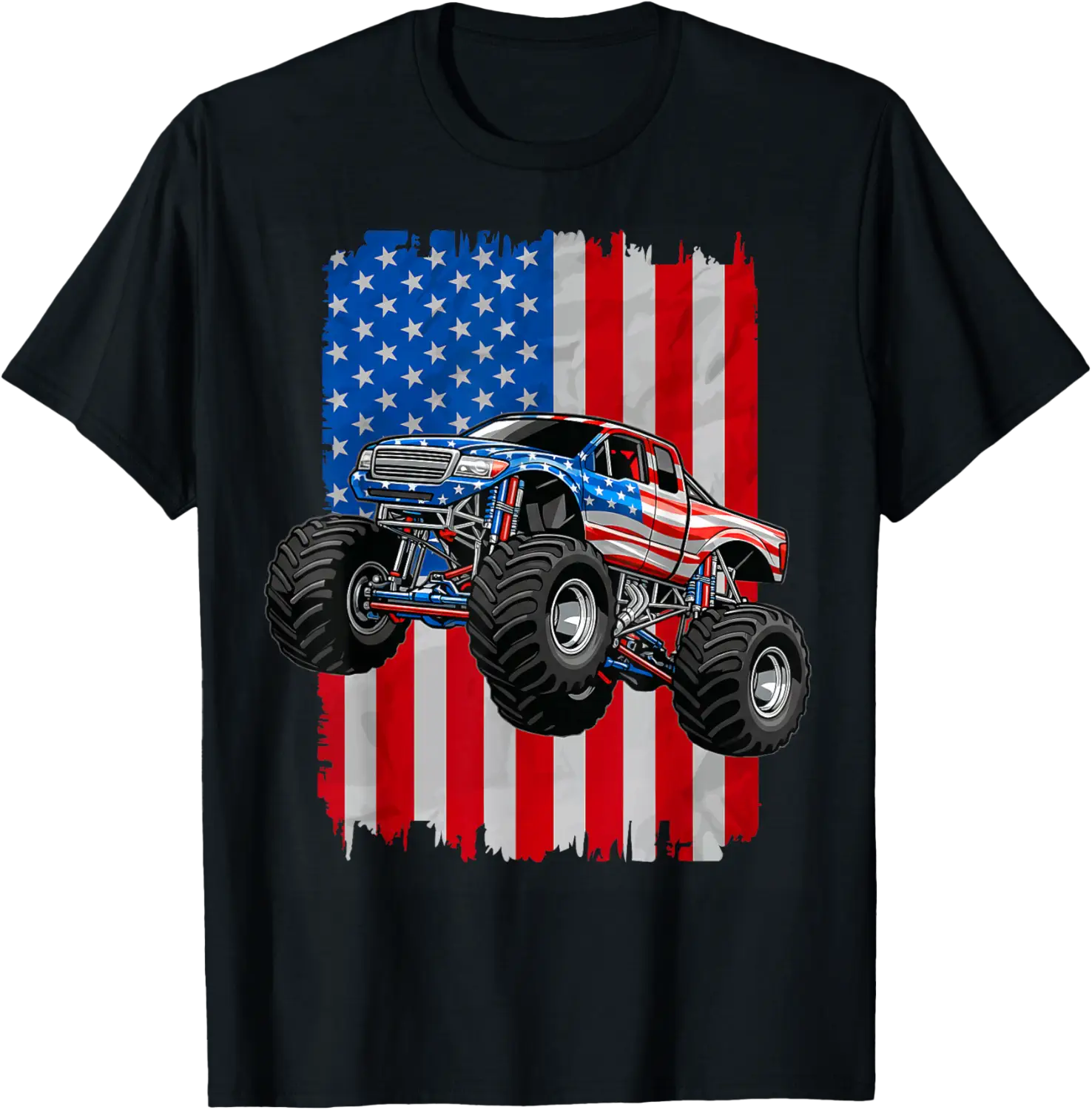 4Th Of July Monster Trucks Usa American Flag Monster Truck T-Shirt ...