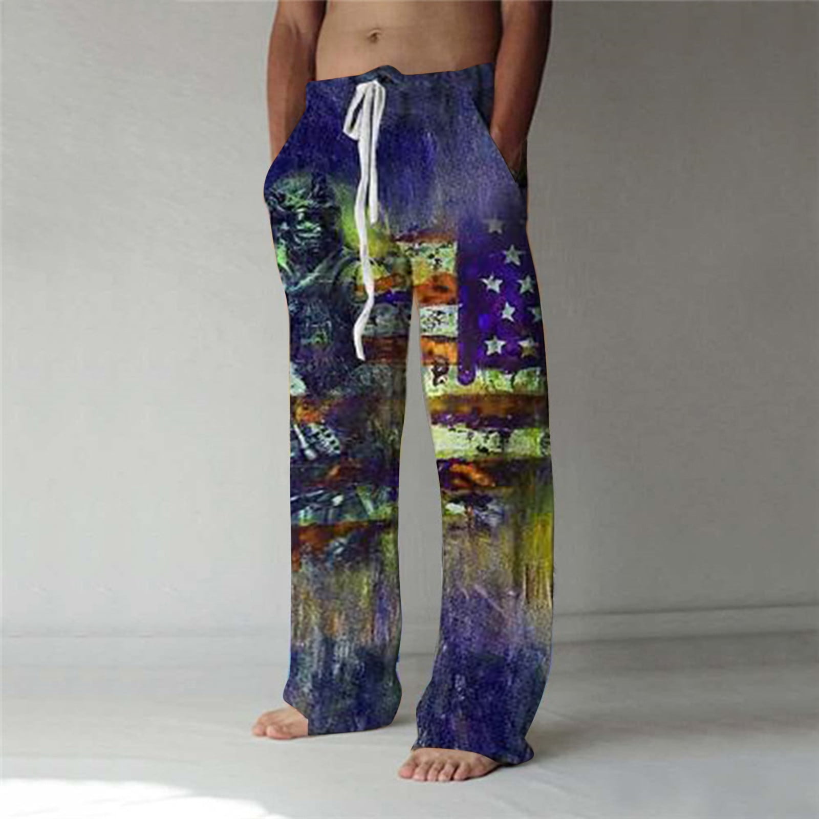 4th of July Outfits for Men Plus Size Summer Long Linen Pants,Mens ...