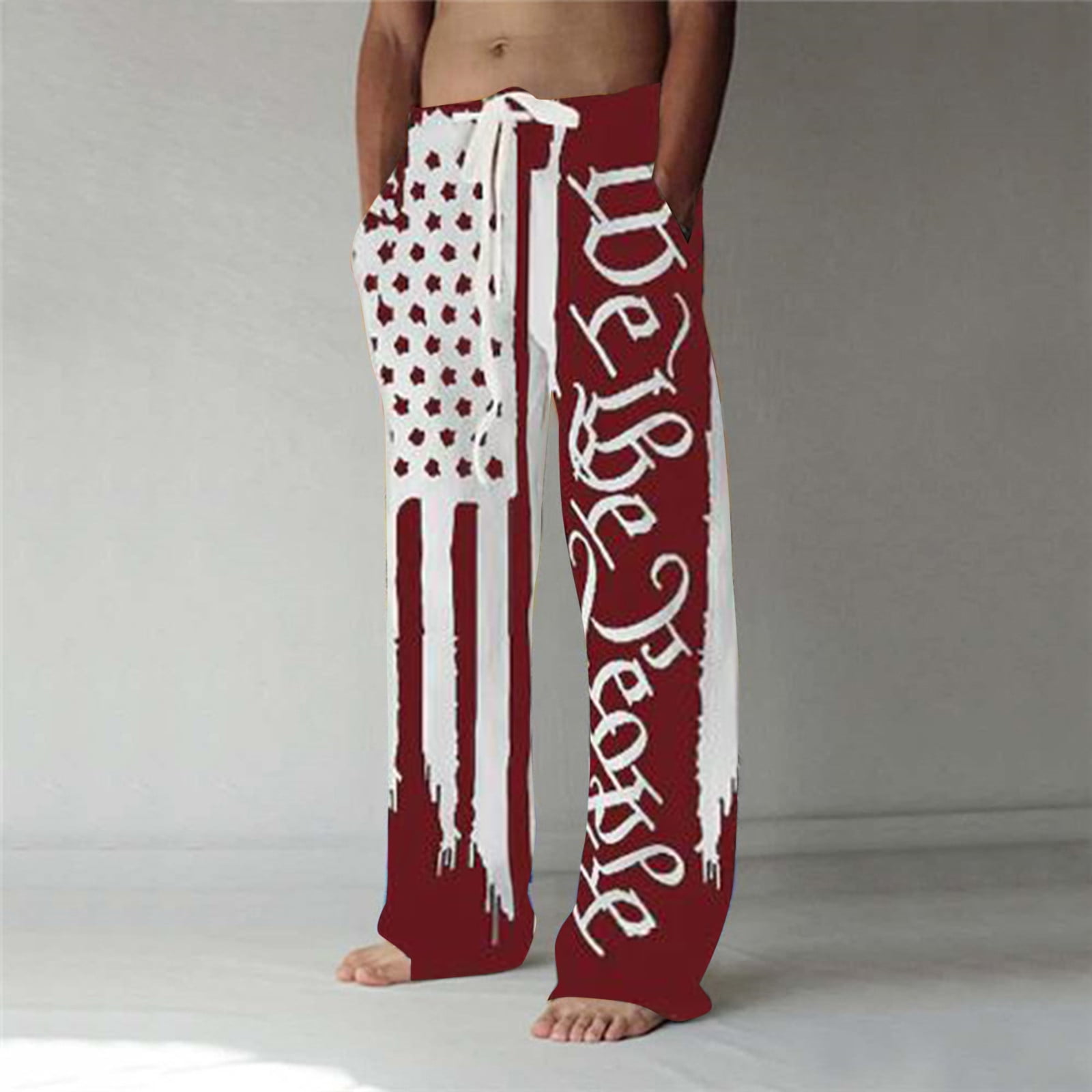 4th of July Outfits for Men Plus Size Summer Long Linen Pants,Mens Four ...