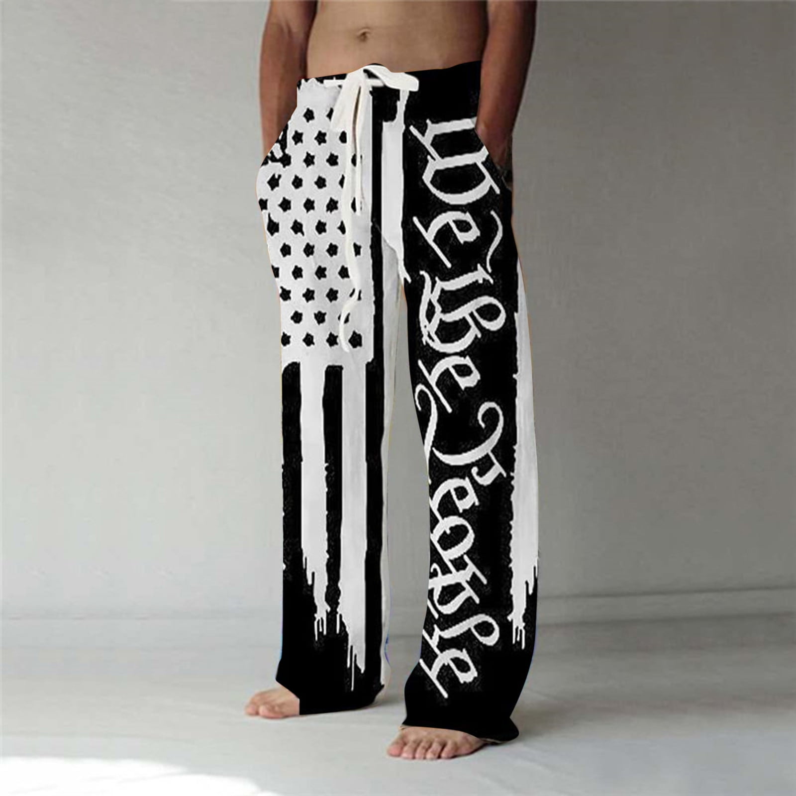 4th of July Outfits for Men Plus Size Summer Long Linen Pants,Mens Four ...