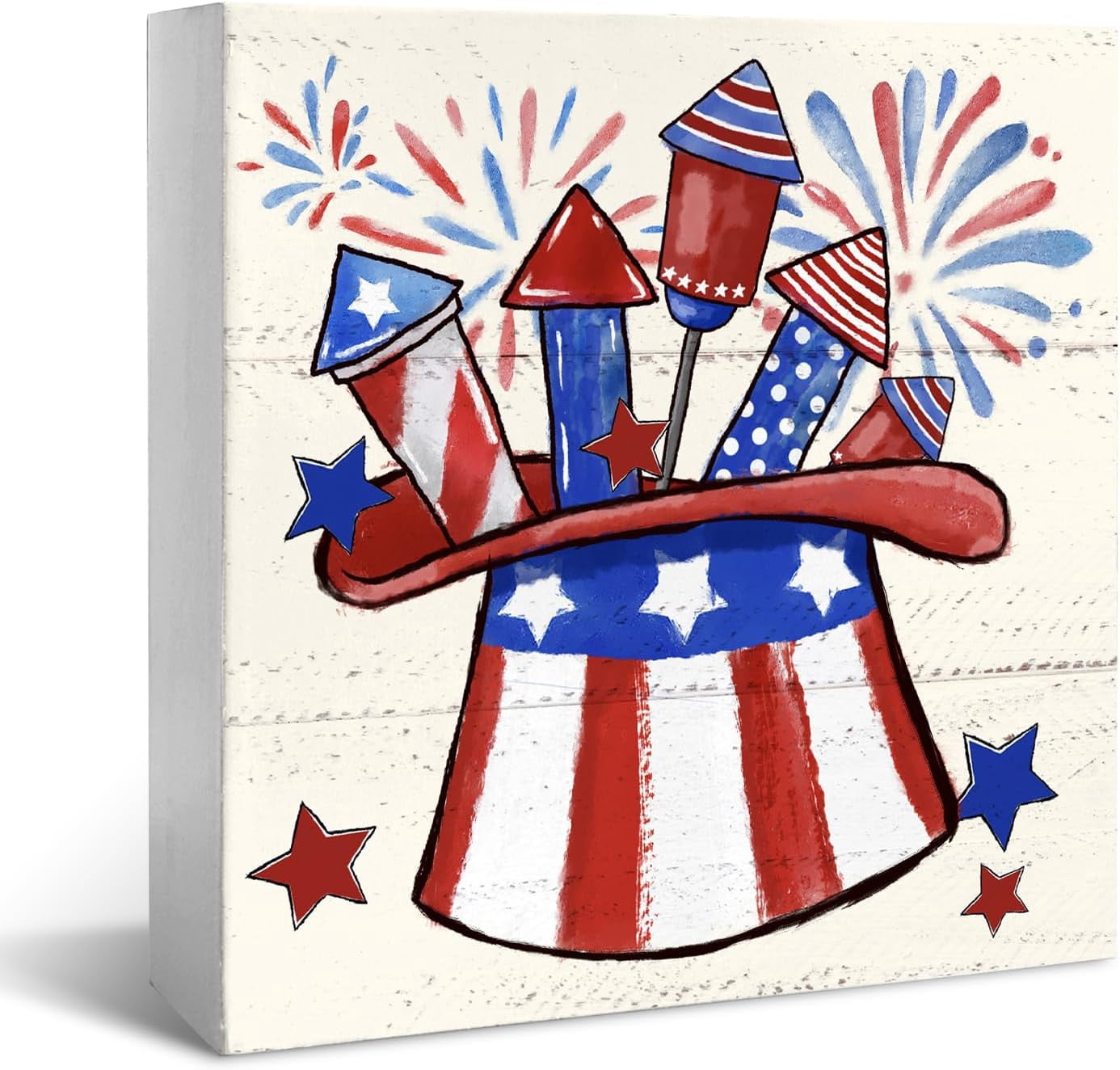 4Th Of July Patriotic Decor Wood Box Sign, Rustic Farmhouse Americana ...