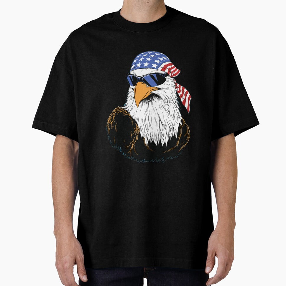 4Th Of July Patriotic Eagle Glasses Flag Usa Sticker T-Shirt S-5XL ...