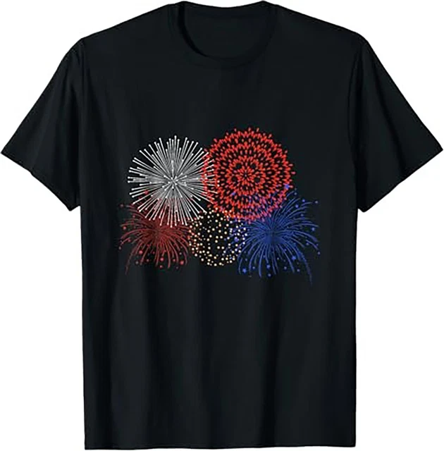 4Th Of July Red White And Blue Fireworks Show Usa Flag T-Shirt ...