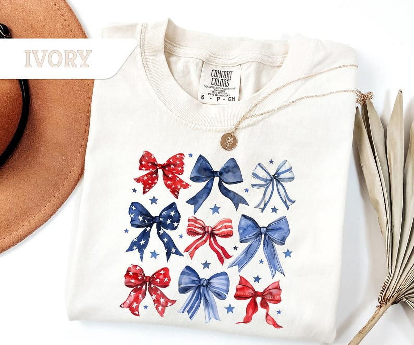 4Th Of July Shirt, Coquette American Flag T-Shirt, Usa Bow Tee, 4Th Of ...