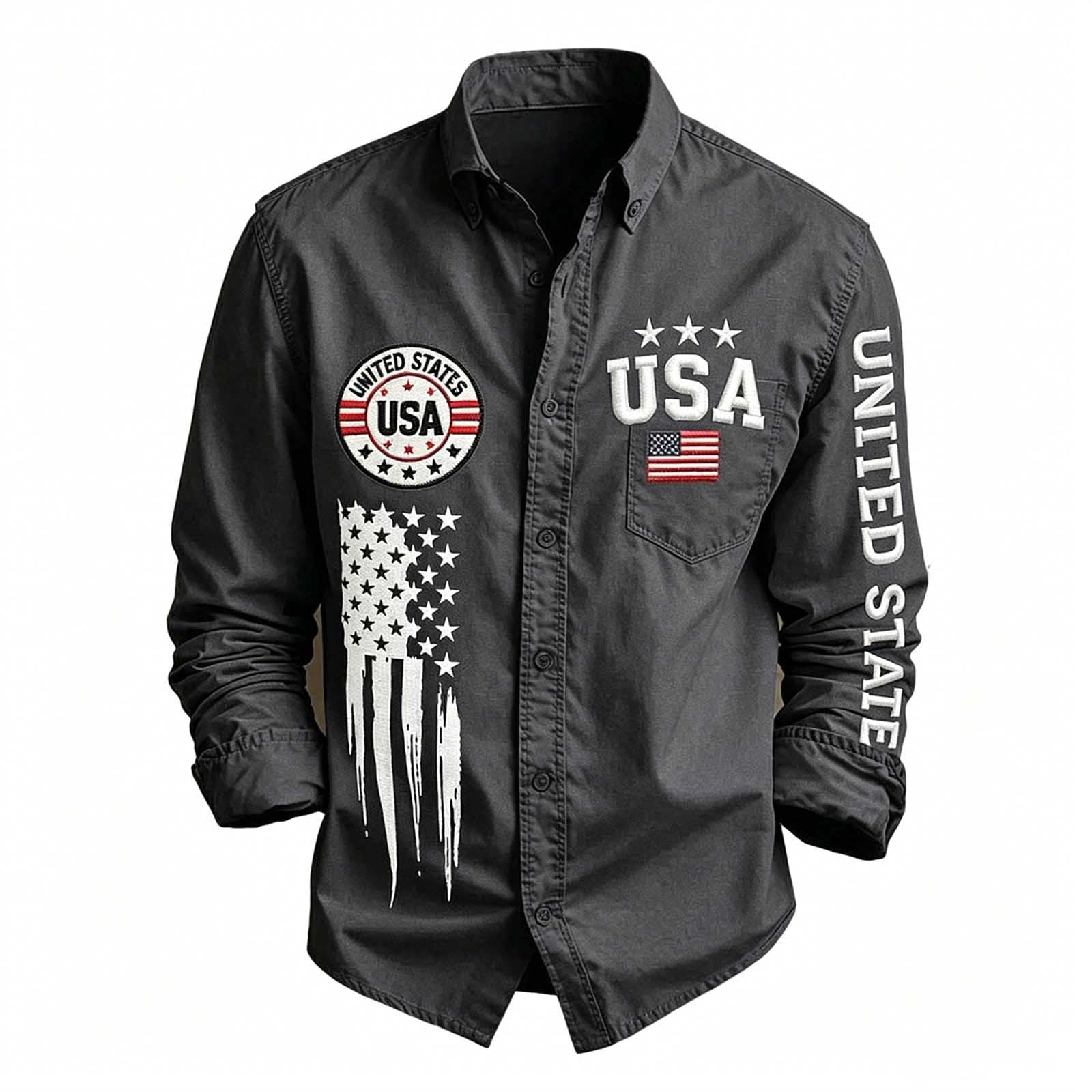 4Th Of July Shirts Men Fashion America Independence Day Chest Print ...