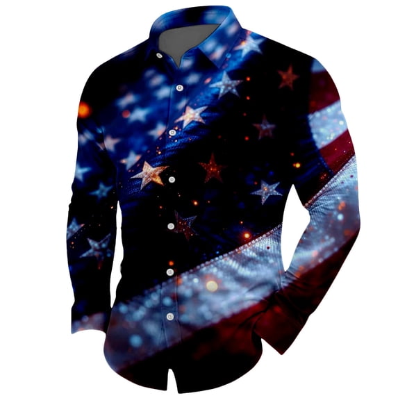 4Th Of July Shirts Men Long Sleeve Casual Button Down Classic Fit Solid ...