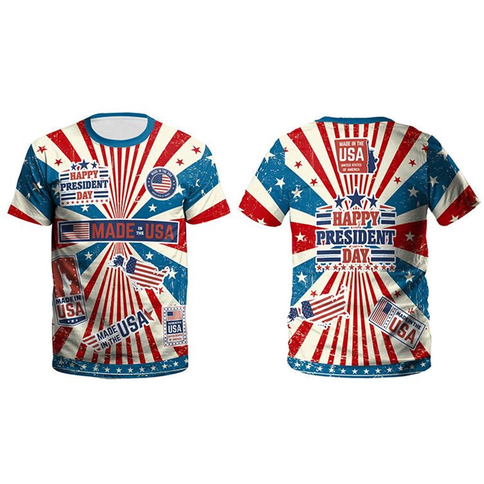4th of July Shirts for Men Plus Size Summer Short Sleeve Crew Neck T ...