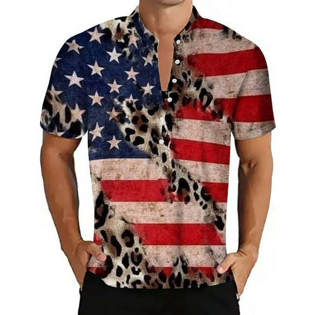 4Th Of July Shirts for Men Summer Short Sleeve Polo Collar Shirts,Mens American Flag Patriotic ...