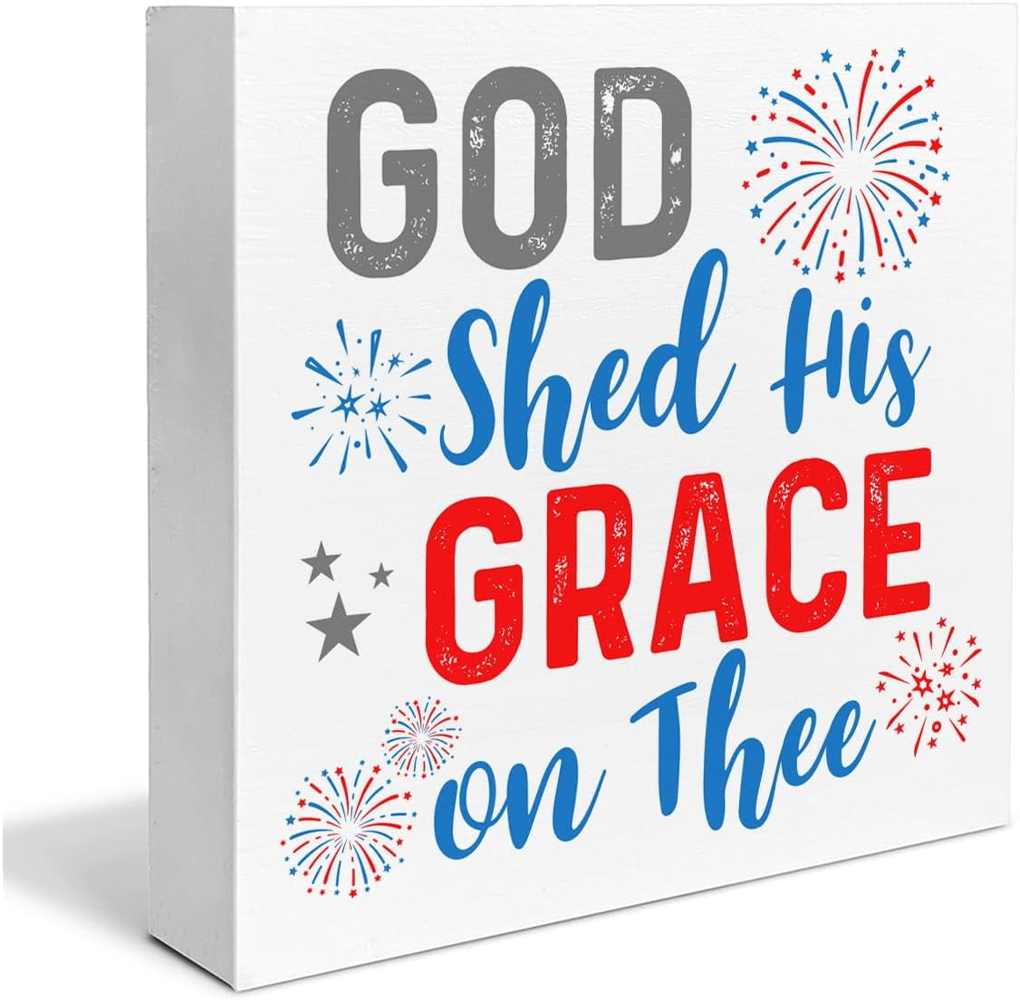 4Th Of July Sign Patriotic Wooden Box Sign God Shed His Grace Decor ...