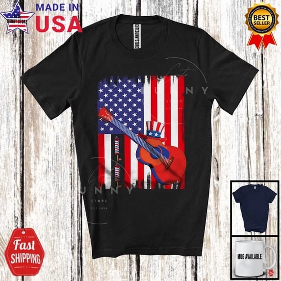 4Th Of July Squad, Usa Flag Bass Guitar, Musical Instruments Patriotic ...