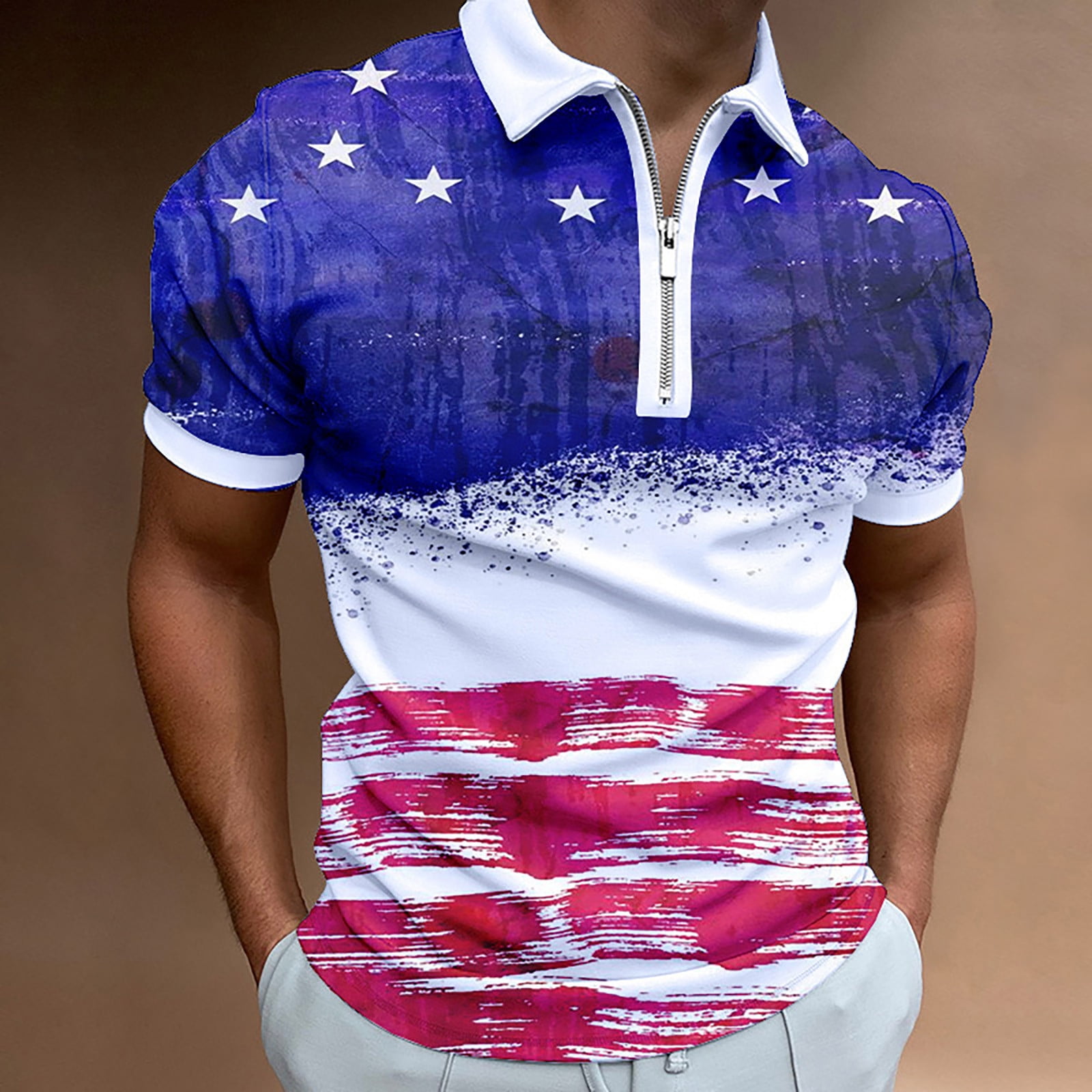 4th of July Summer Plus Size Button Down Short Sleeve Shirts for Men ...
