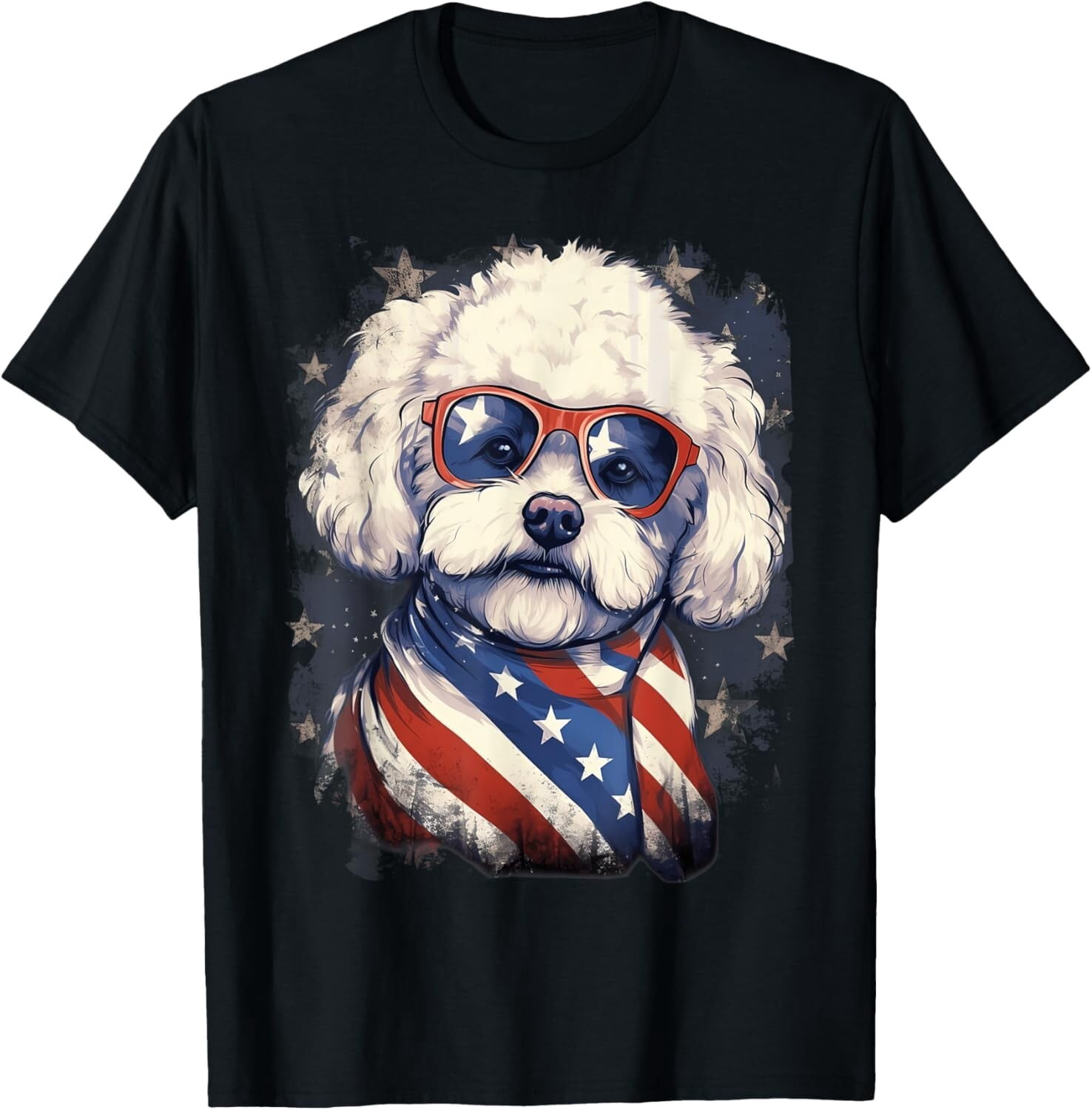4Th Of July Us Flag Bichon Frise Dog T-Shirt - Walmart.com