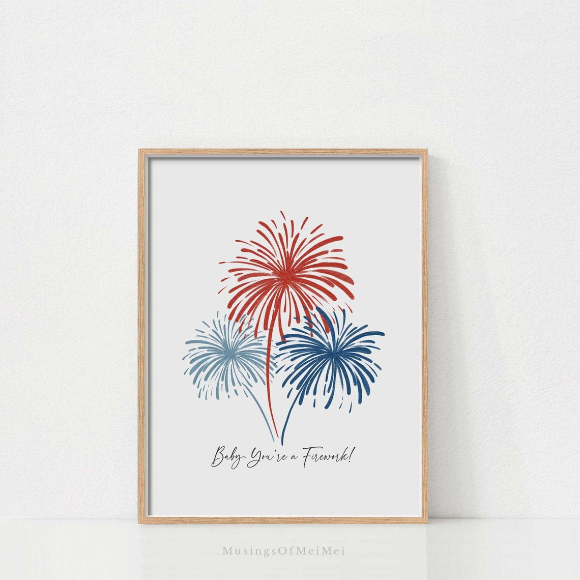 4Th Of July Wall Art Fourth Fireworks Artminimalist Red Blue White ...