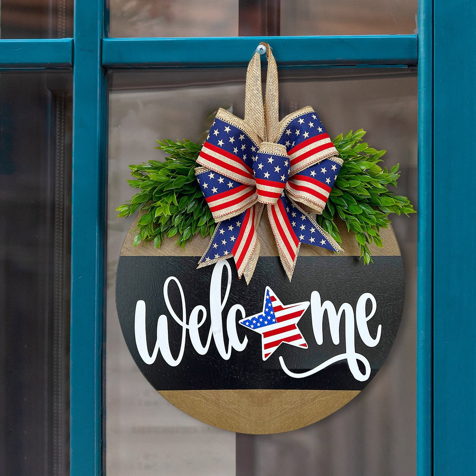 4Th Of July Welcome Sign Patriotic Independence Day Wreaths,Front Door ...