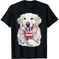 4Th Of July White English Cream Golden Retriever Popsicle T-Shirt ...