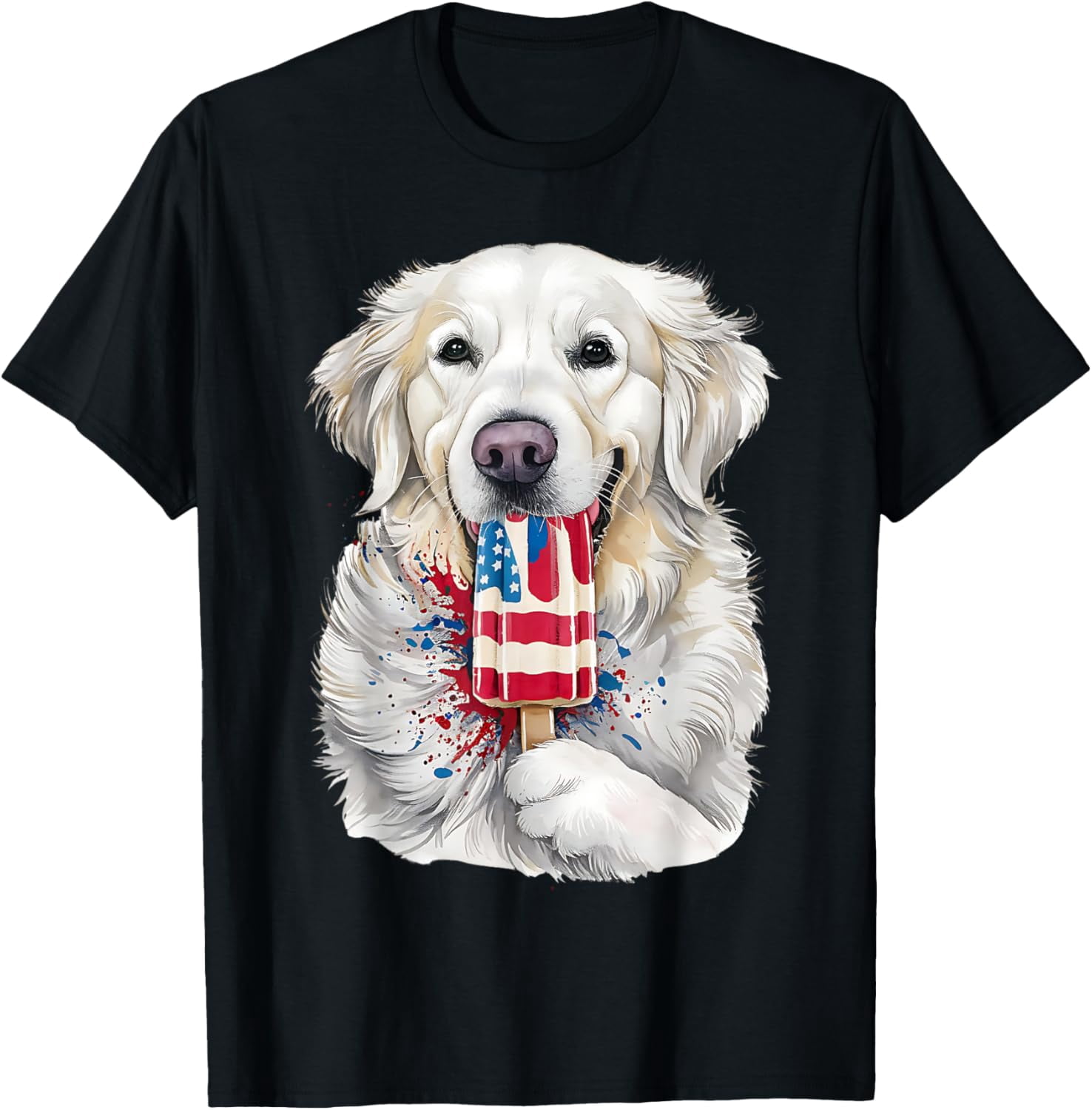 4Th Of July White English Cream Golden Retriever Popsicle T Shirt ...