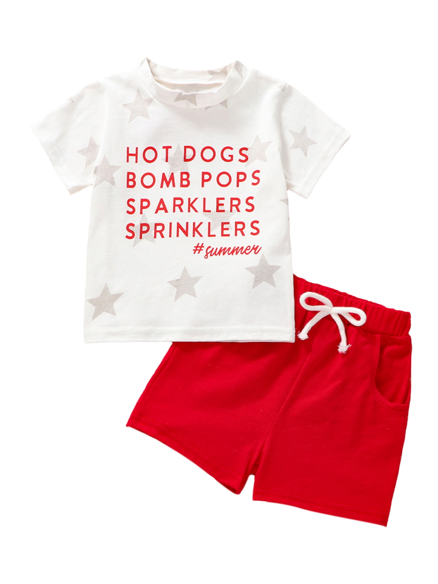 4Th of July Baby Boy Outfit Short Sleeve Letter Print T Shirt Ruffle ...