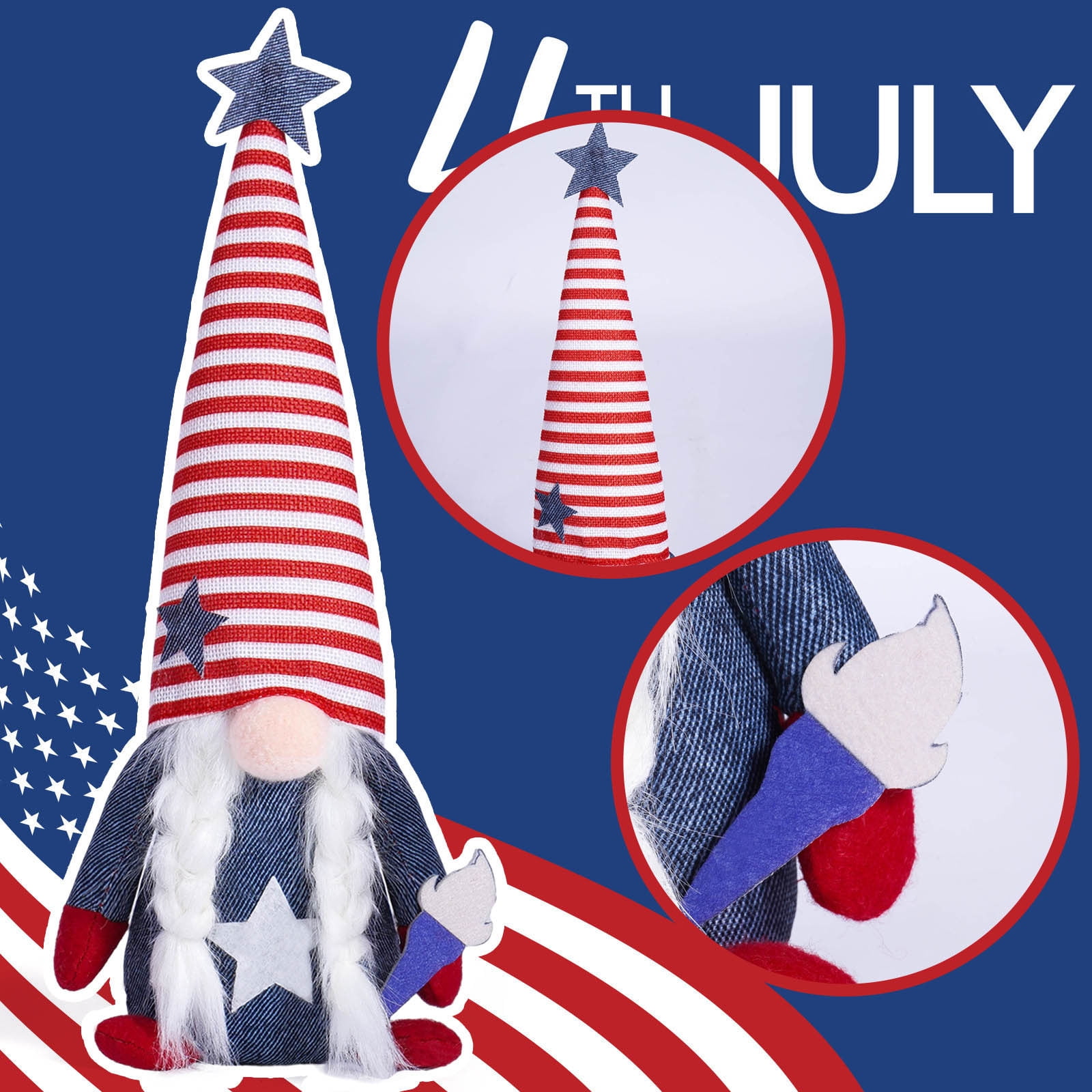 4Th of July Gnomes Djunllk Independence Day Long Velvet Beard Dwarf ...